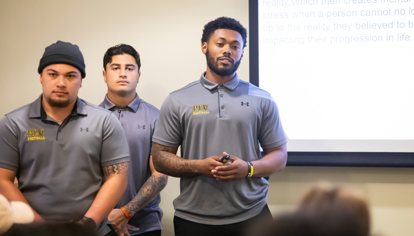 Student-athletes Nasier Ford ’24, La’akea Ane ’24, and Jesse Canda ’24 ...